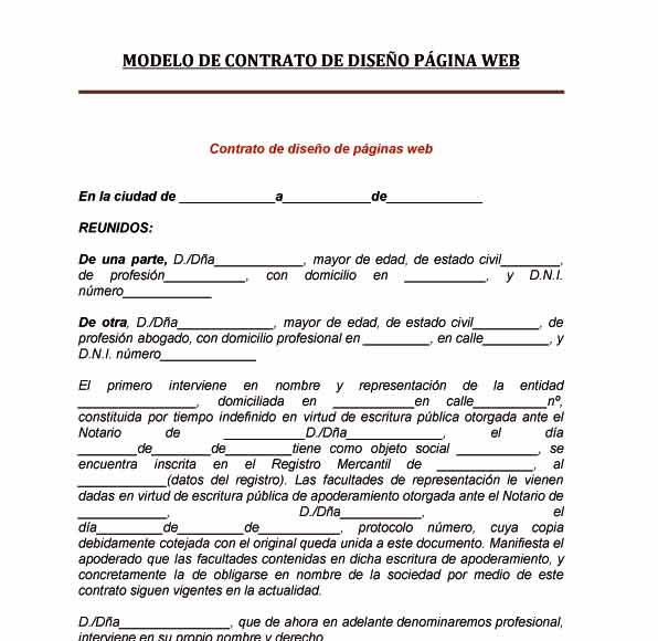Modelo de contrato diseño página web - Tu Abogado Defensor