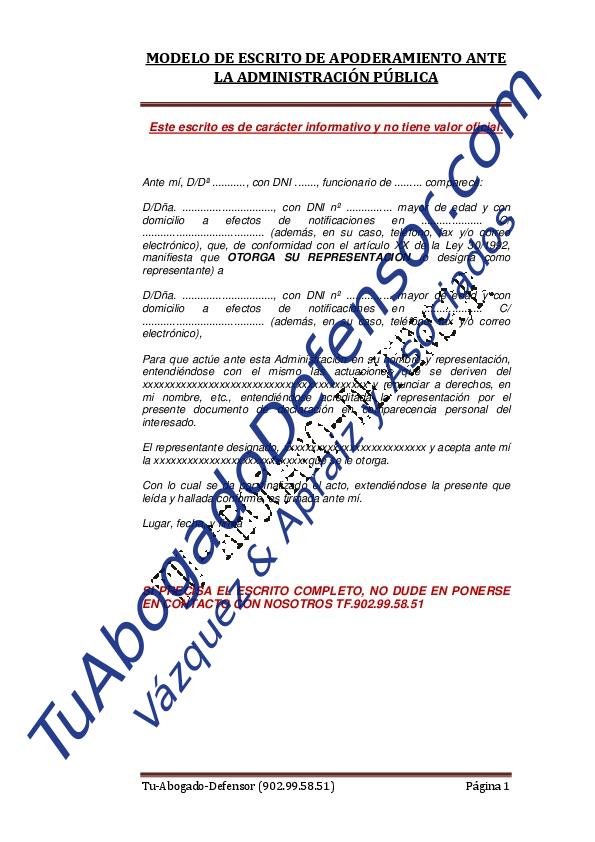 Modelo escrito de apoderamiento ante funcionario público - Tu Abogado ...